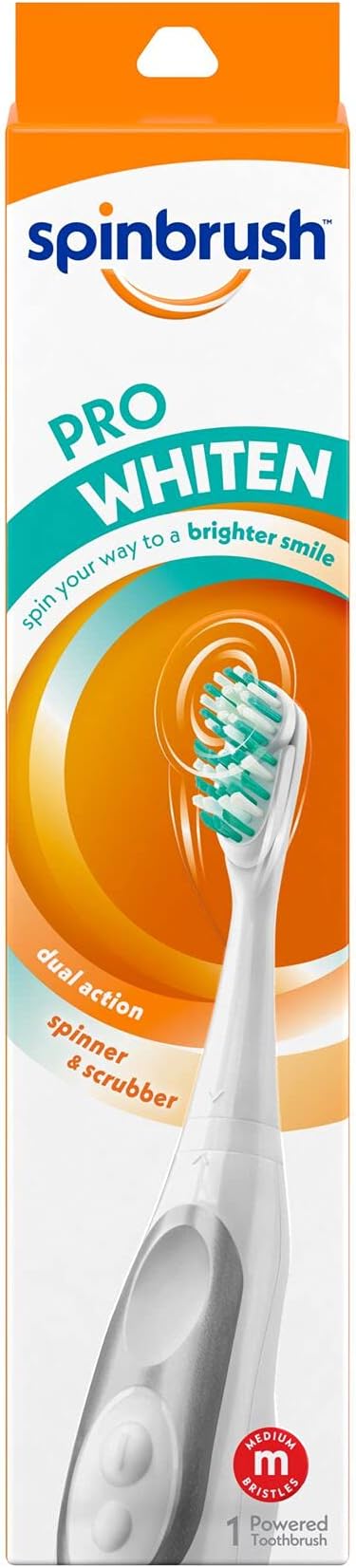 Amazon.com: Spinbrush Pro Whiten, Battery Toothbrush for Adults, Medium ...