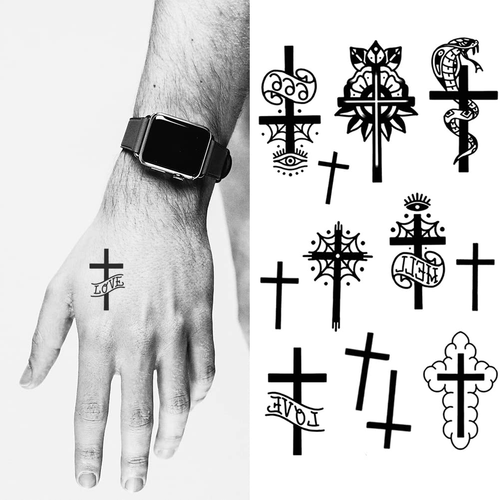 Plain Cross Tattoo Finger