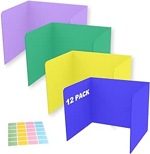 Amazon.com : 12 Pack Desk Dividers for Students,Privacy Folders for ...