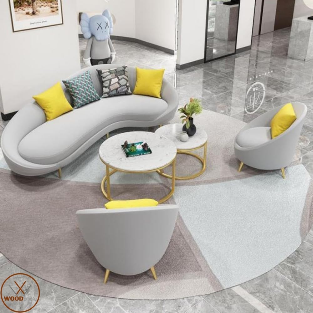 WOODPEX Dutch Velvet Fabric Overstuffed Multifunction Arc-Shaped Sofa ...