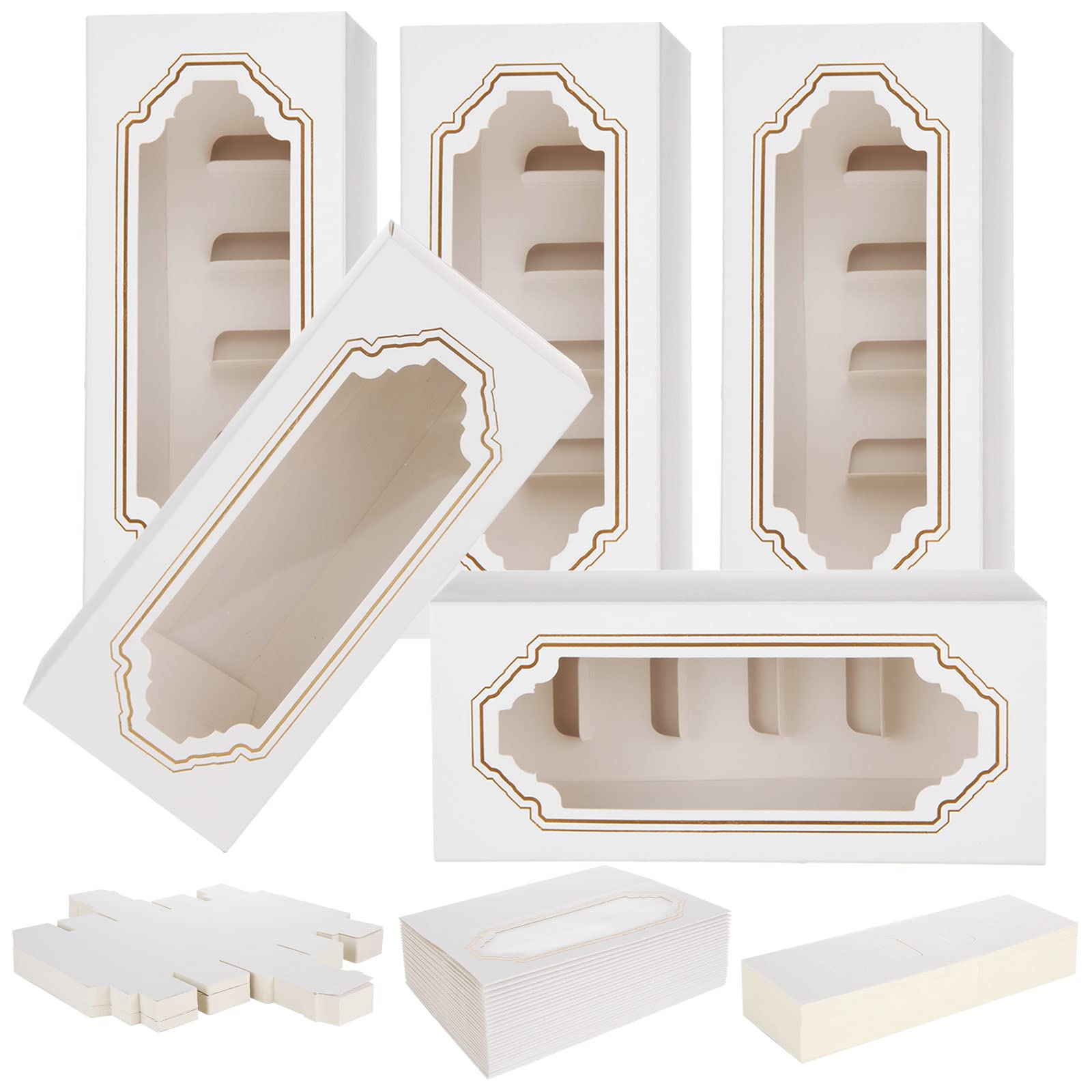 AKOLAFE 50 Pack Macaron Boxes for 5 to 6 Macaron Container with Clear ...