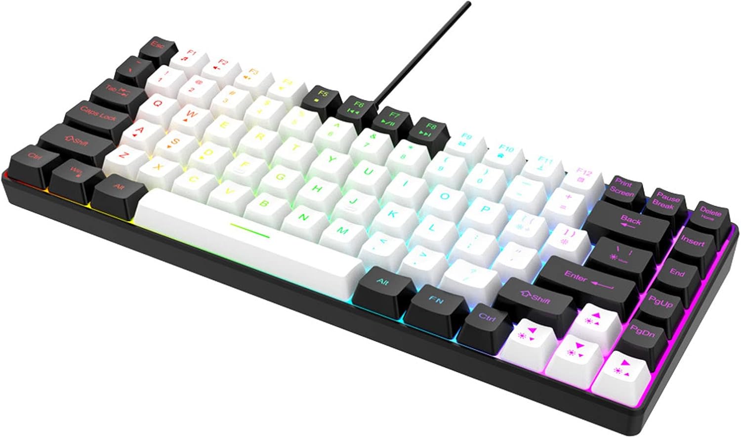 Annadue Gaming Keyboard, DC 5V Wired 84 Keys Mechanical Keyboard with ...