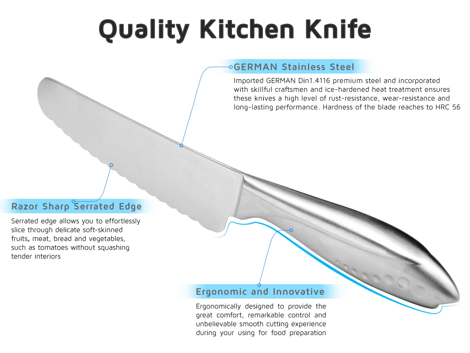 Snapklik.com : WELLSTAR Sandwich Knife, 6 Inch Serrated Utility Knife