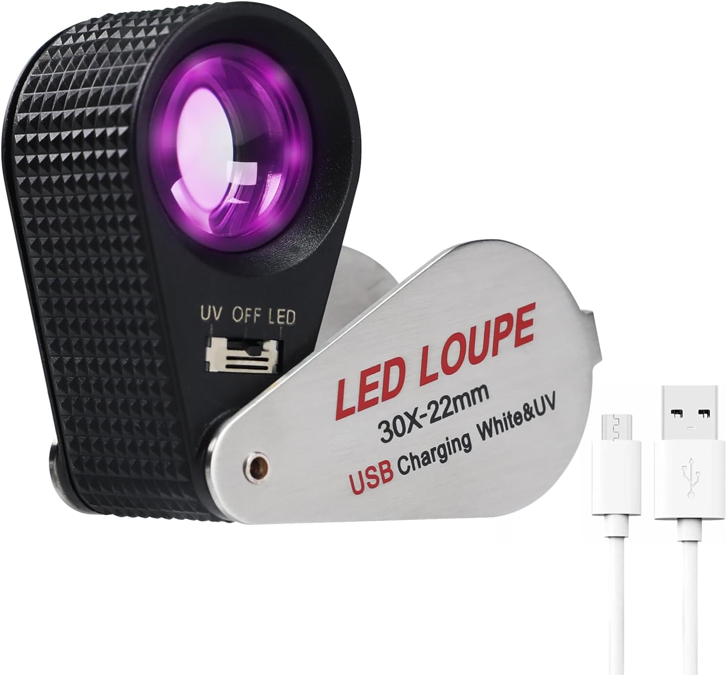 Amazon.com: 30X Jewelers Loupe Rechargeable Mgnifier with LED&UV Light ...