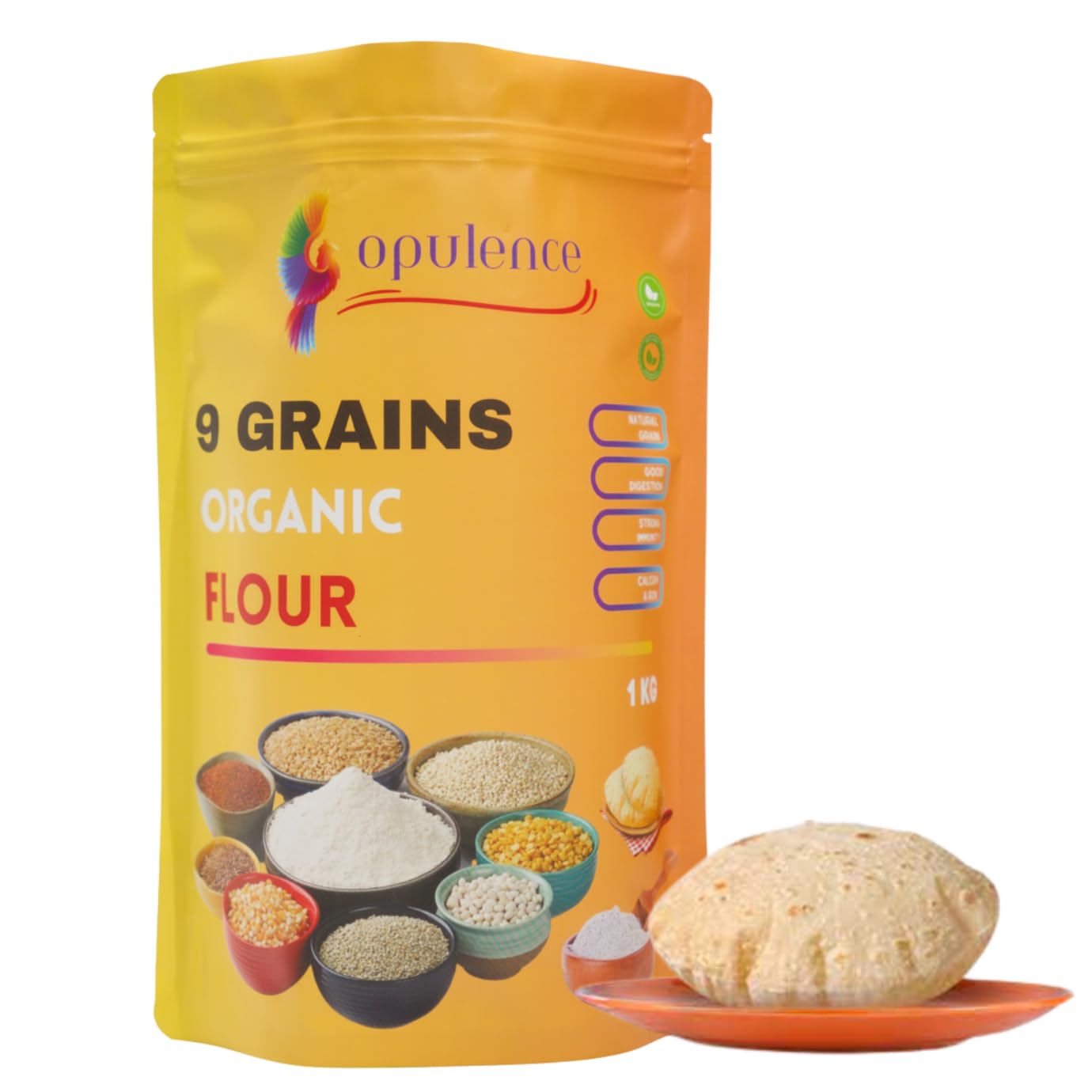 Opulence 9 Grain Multigrain Atta | LAB TESTED | High Fibre, Protein ...