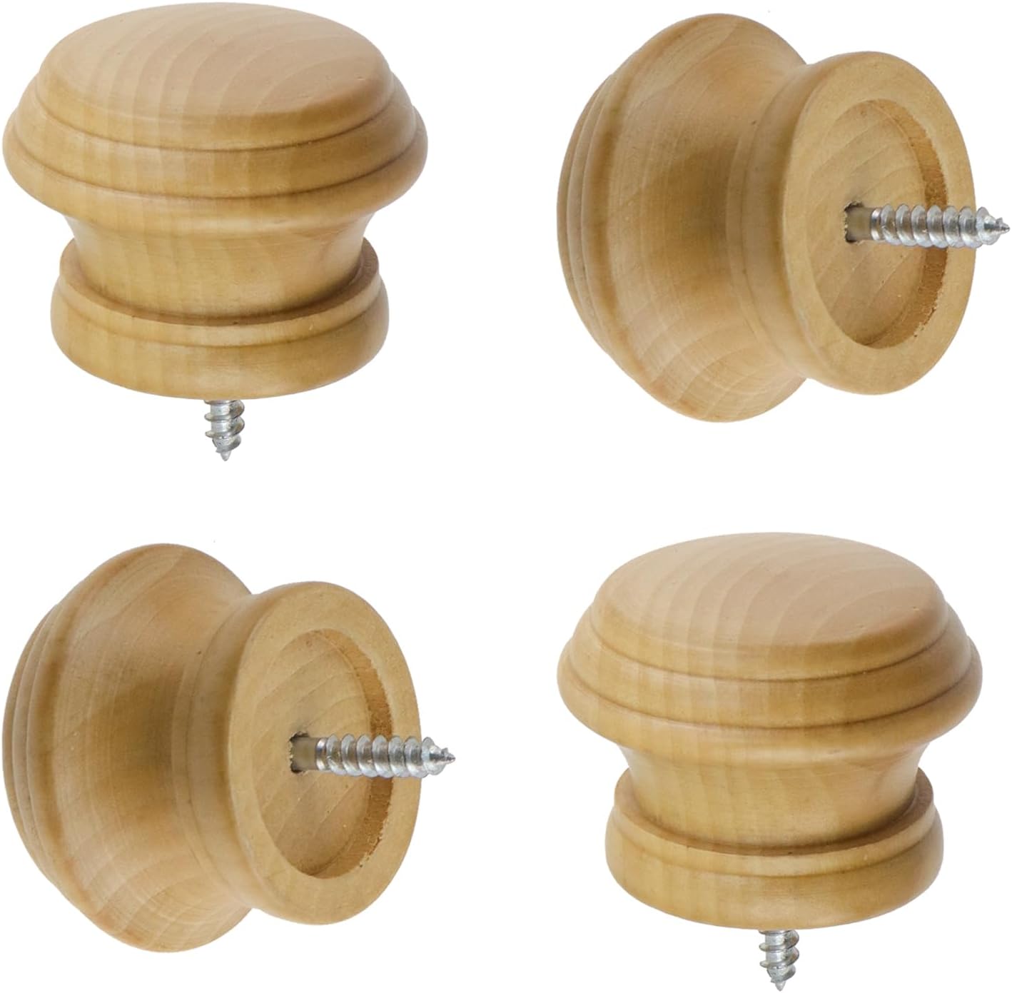 Amazon.com: T Tulead Wooden Curtain Rod Finials Screw on Curtain Rod ...