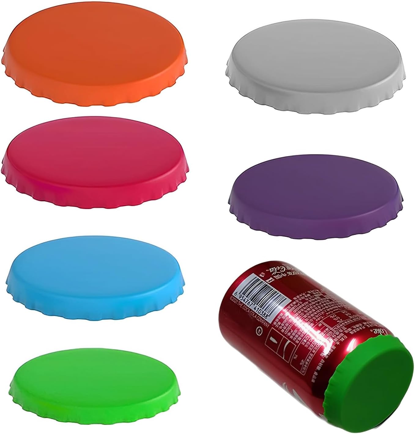 Can Bottle Top, 6 PCS Drink Bottle Sealing Cap, Plastic Reusable Can Covers, Color Mixed Caps ...