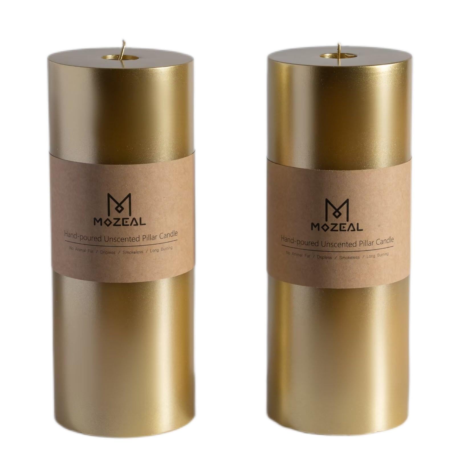 Amazon.com: MOZEAL 4" x 10" Extra-Large Gold Pillar Candles (Set of 2 ...