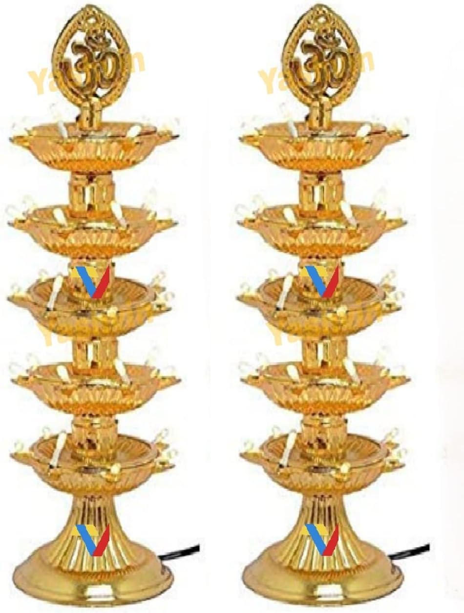 Buy Yashvin Electric Diya Lights for Pooja Room 5 Layer 2 Piece -35 ...