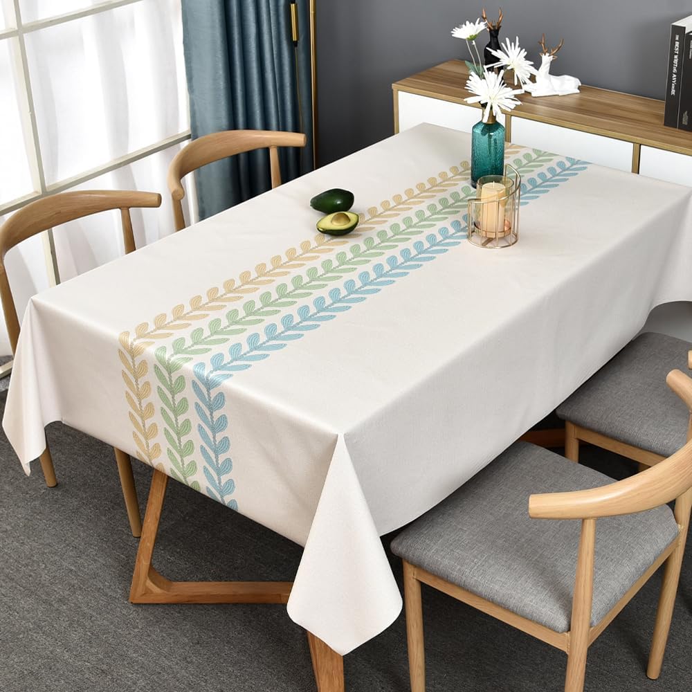 Amazon.com: TruDelve Heavy Duty Vinyl Tablecloth Beige Plastic Table ...