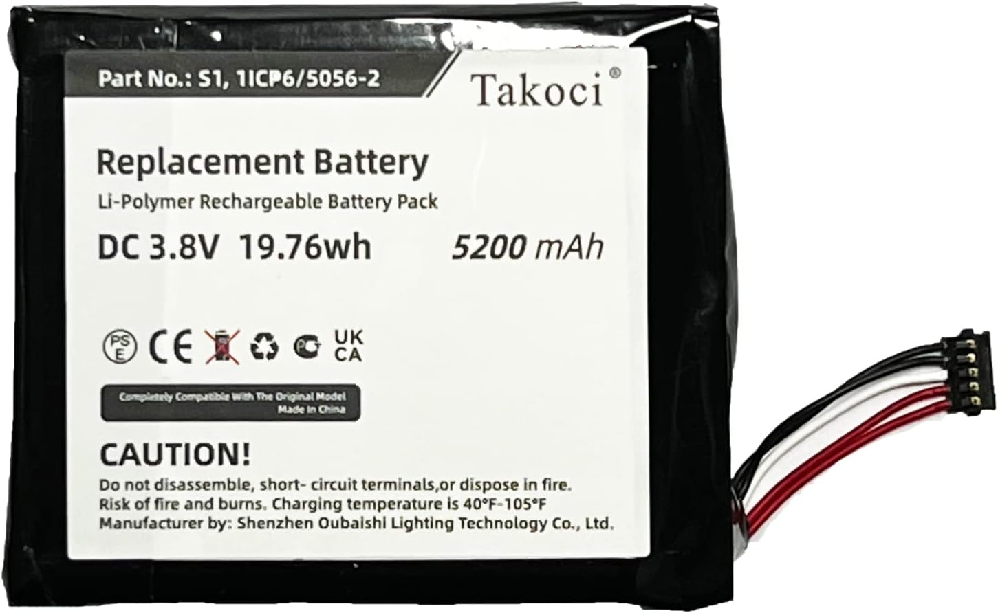 Amazon.com: TAKOCI Replacement Battery for Ring Video Doorbell 5UM5E5 ...