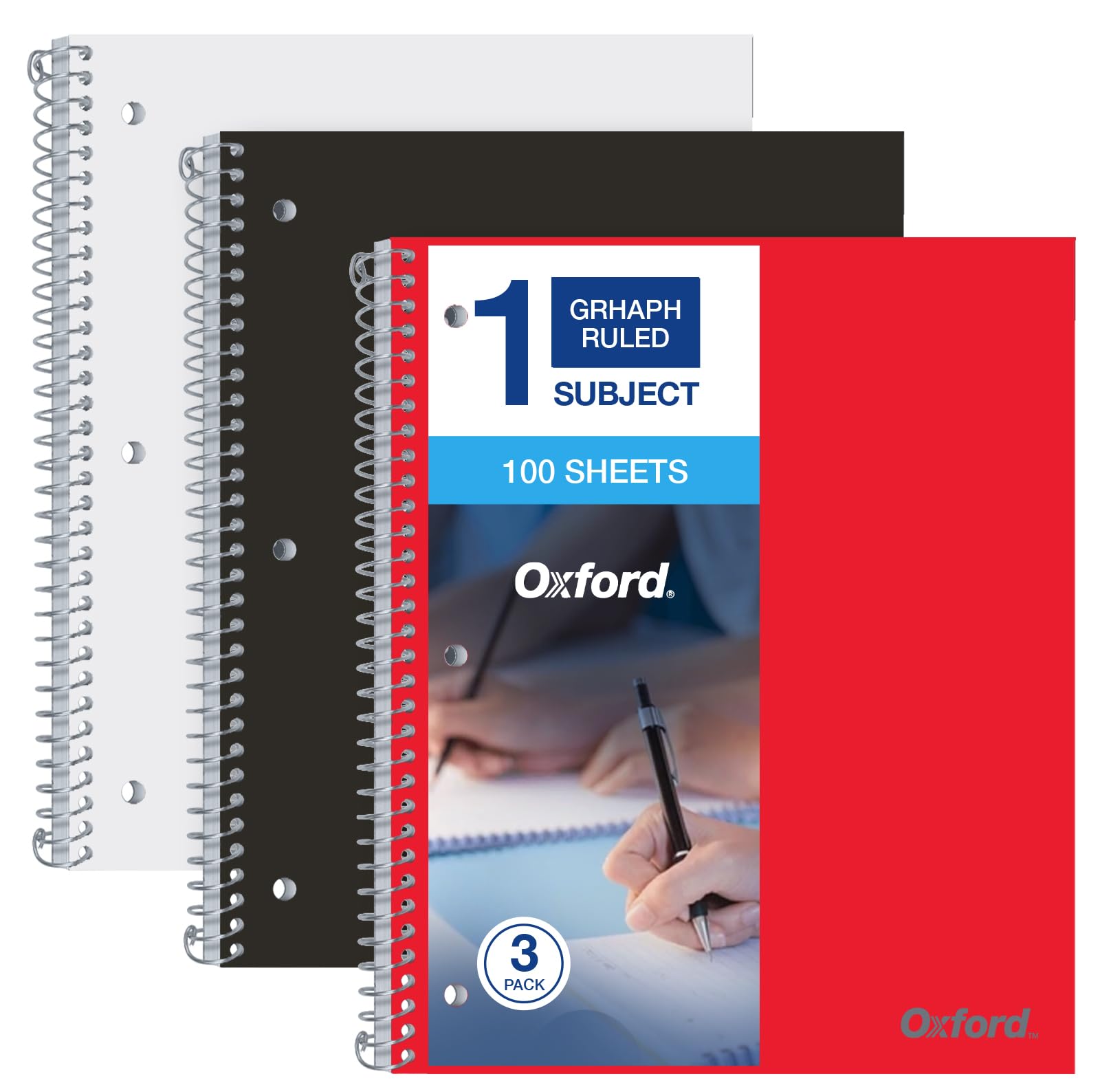 Oxford Spiral Notebook - Graph Paper Notebook 8.5 x 11- Pack of 3 ...