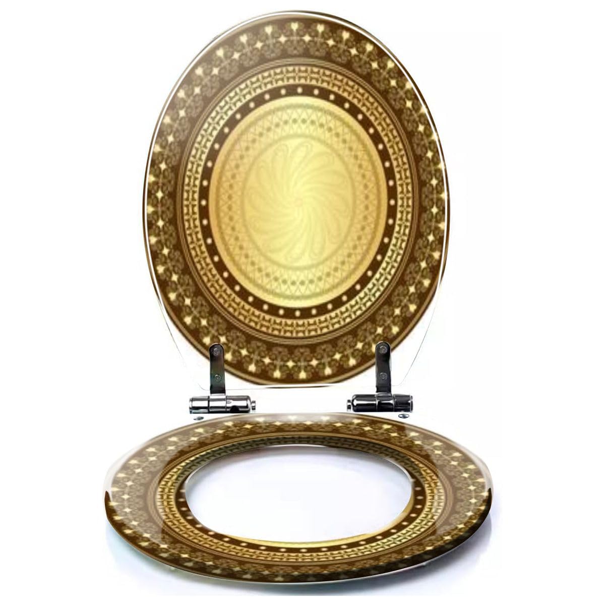 DERUINVAIO Colored Toilet Seat with Slow Close, Decorative gold brown ...