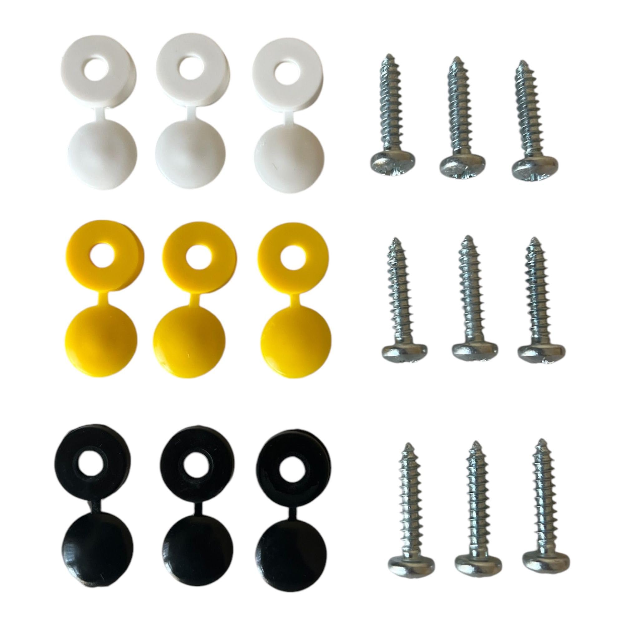 18 PCS Number Plate Screws - 9 Number plate screws Cap & 9 Screws/Nuts ...