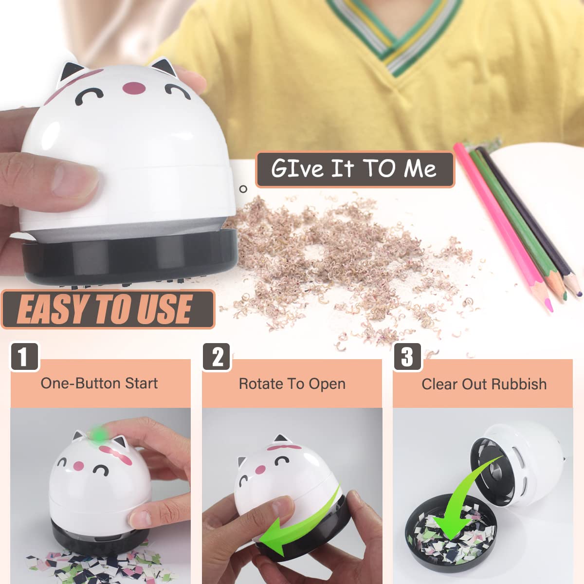 Desk Vacuum For Keyboard Mini Desktop Vacuum Cleaner, Cute Cartoon Desk ...