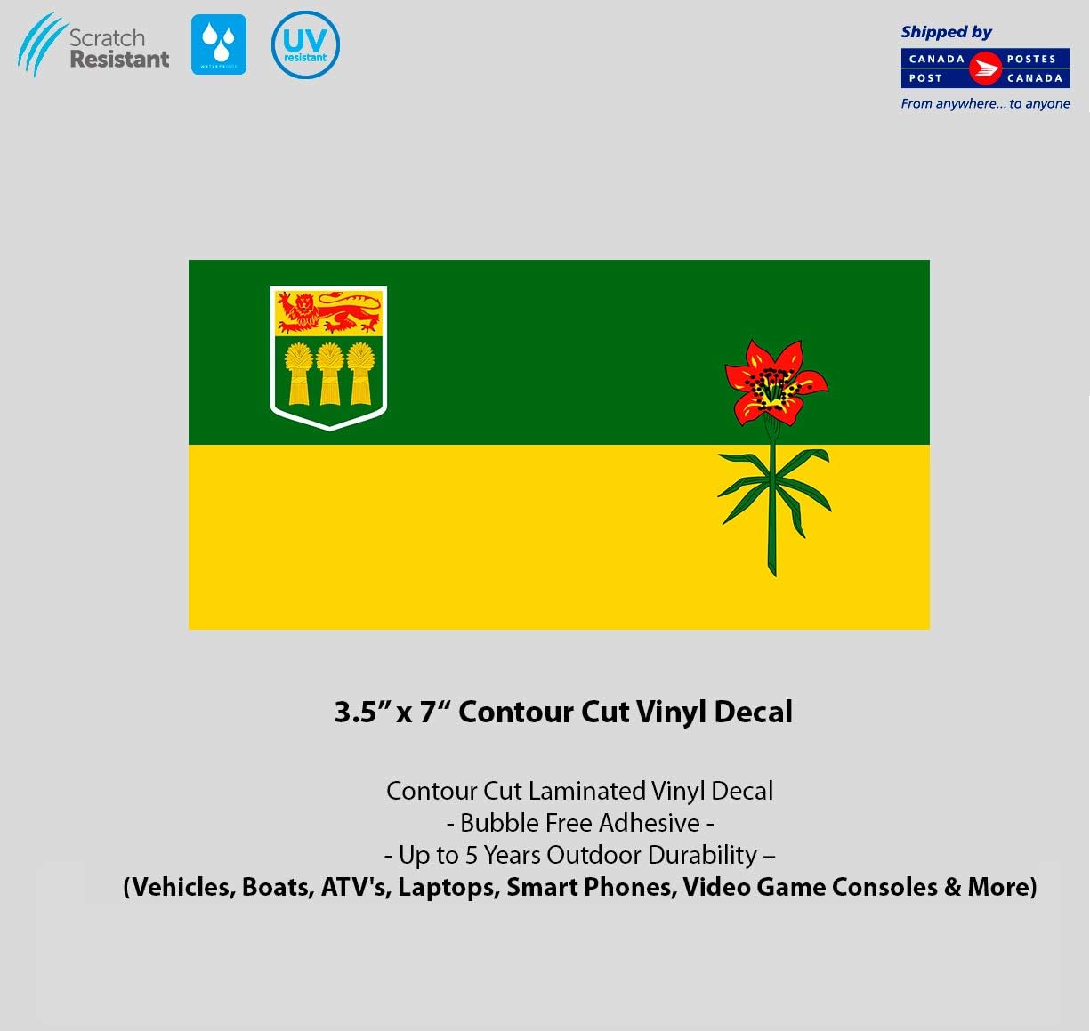 Amazon.com: 3.5" x 7." Saskatchewan Flag Laminated Vinyl Decal : Sports ...