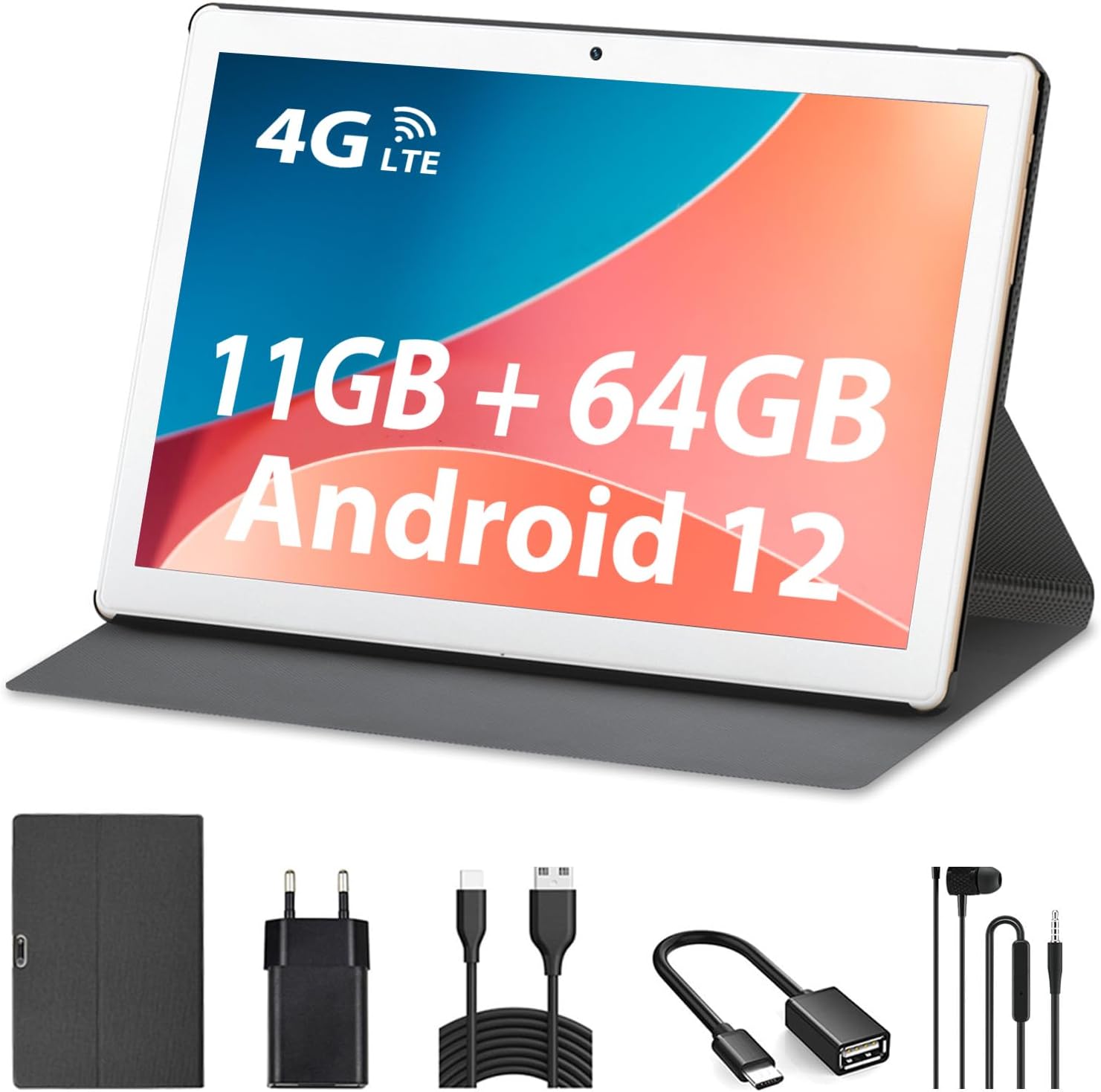 LNMBBS 4G LTE Tablet 10 Pollici, Android 12 Tablet in Offerta, 11GB RAM 64GB ROM (TF 1TB), Octa ...