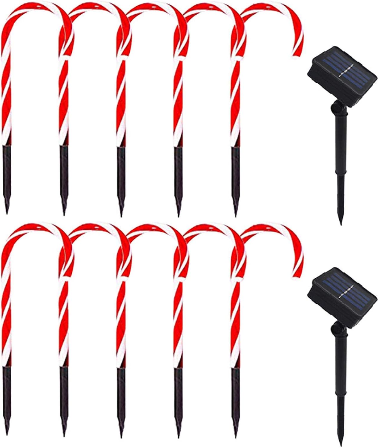 KAIKAIXIN LED Solar Cane Light - 10 Pack Christmas Cane Lights Festival ...