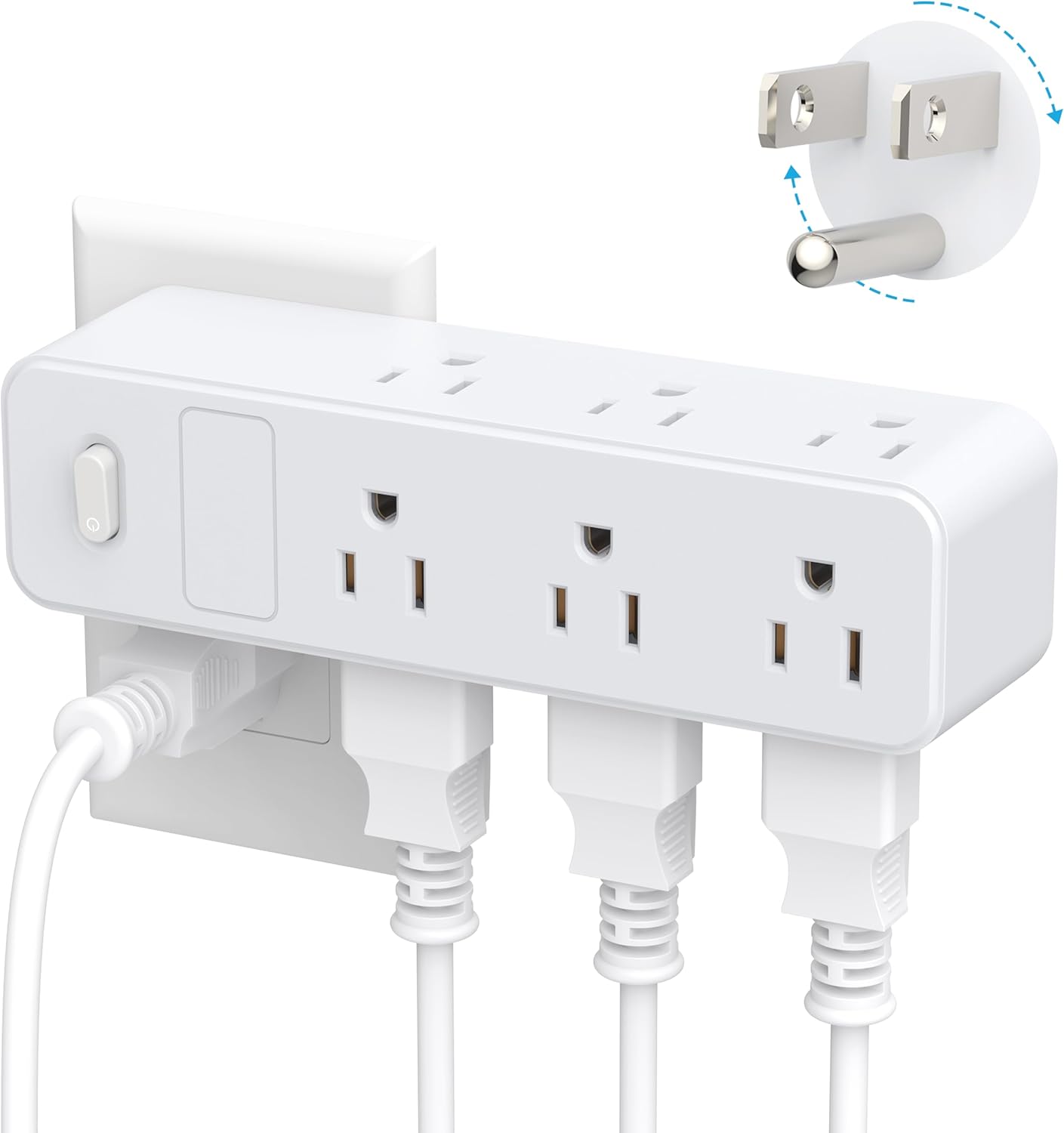 DEPOW Surge Protector Outlet Extender with 360° Rotating Plug, 9 AC ...