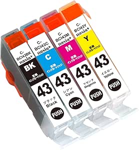 Amazon.co.jp: 【nasia+】 キヤノン用 BCI-43 (BK/C/M/Y) 【4色セット】 互換 インク カートリッジ 純正と併用OK [安心国内保証/QR(Web)説明書 ...