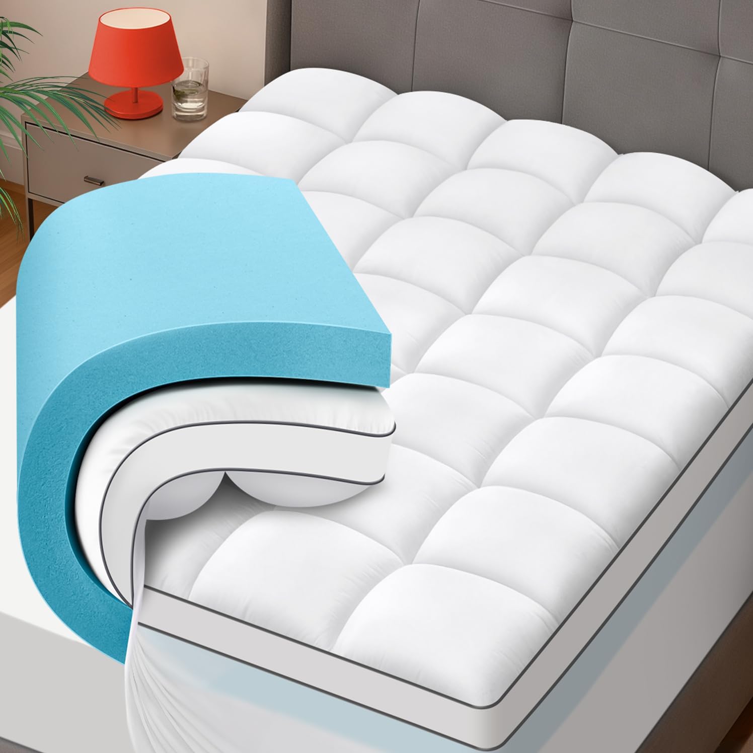 Amazon.com: JURLYNE Dual Layer 4 Inch Memory Foam Mattress Topper ...