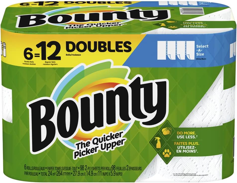 Amazon.com: Bounty Select-A-Size Paper Towels, White, 8 Double Plus ...