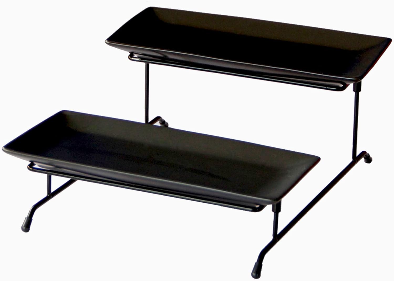 Amazon.com: 2 Tier Serving Tray Stand Collapsible Detachable Black ...