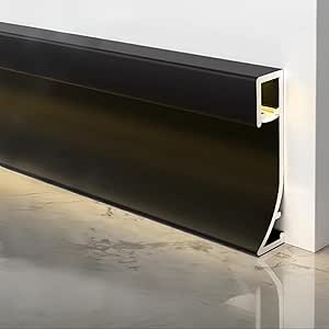 Matte Black LED Aluminium Metal Baseboard Trim 40Pcs 3.15 inch x 8.2 ft ...
