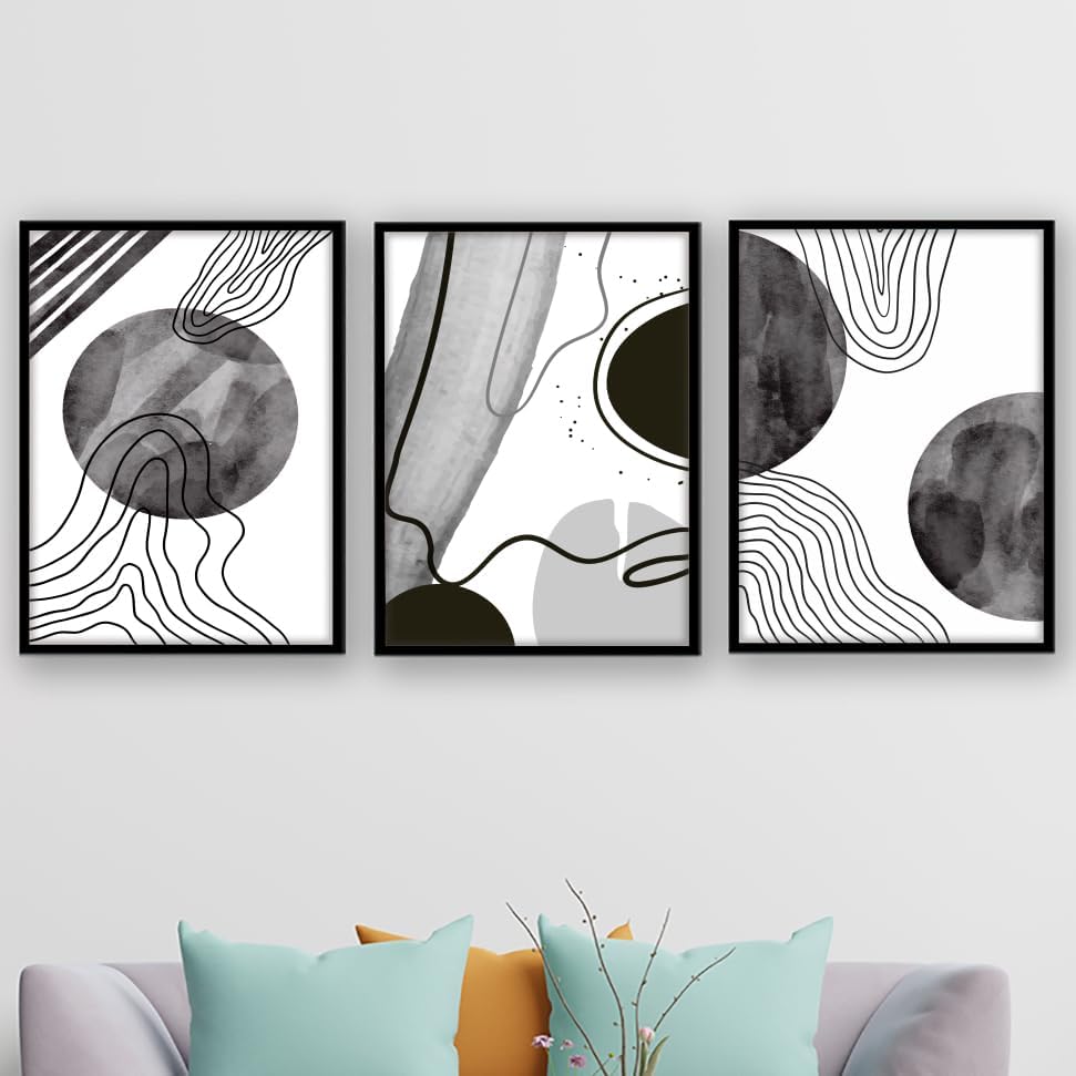 NoWorries Abstract line art black & white Wall painting for home ...