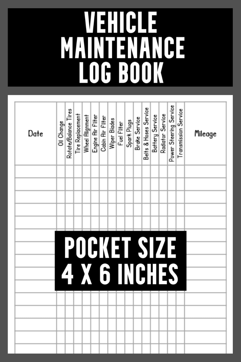 Mini Car Maintenance Log Book: Pocket Size Car Service Checklist ...