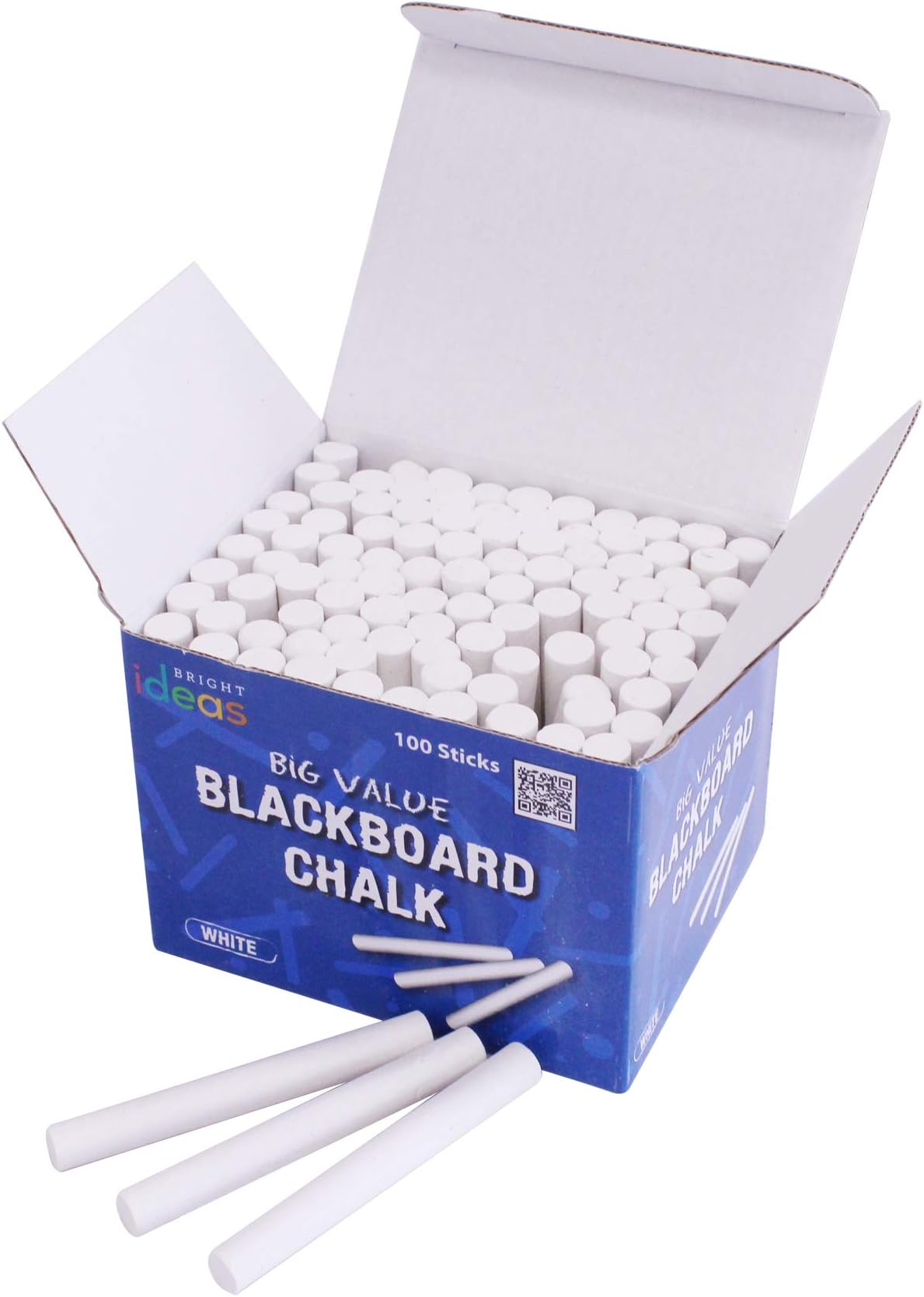 Bright Ideas PK100 8cm White Colour Chalk Sticks, Economy Bright and ...