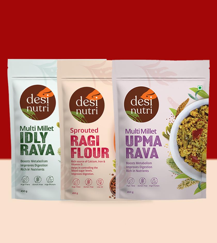 Desi Nutri Idly Upma Rava Sprouted Ragi Kit | Multi Millet Idly, Upma Rava and Sprouted Ragi Kit ...