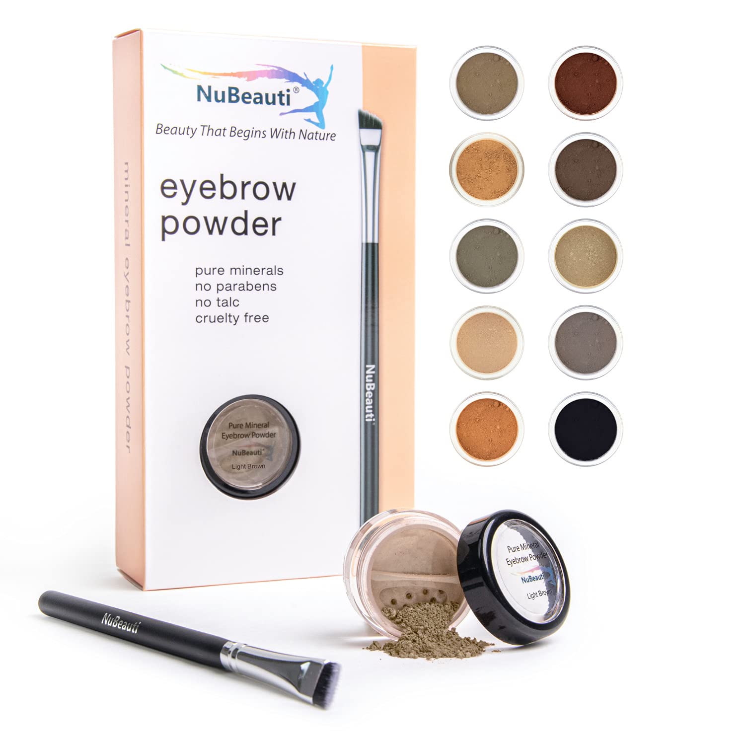 Amazon.com : NuBeauti Natural Eyebrow Powder Kit Mica Brow Powder ...