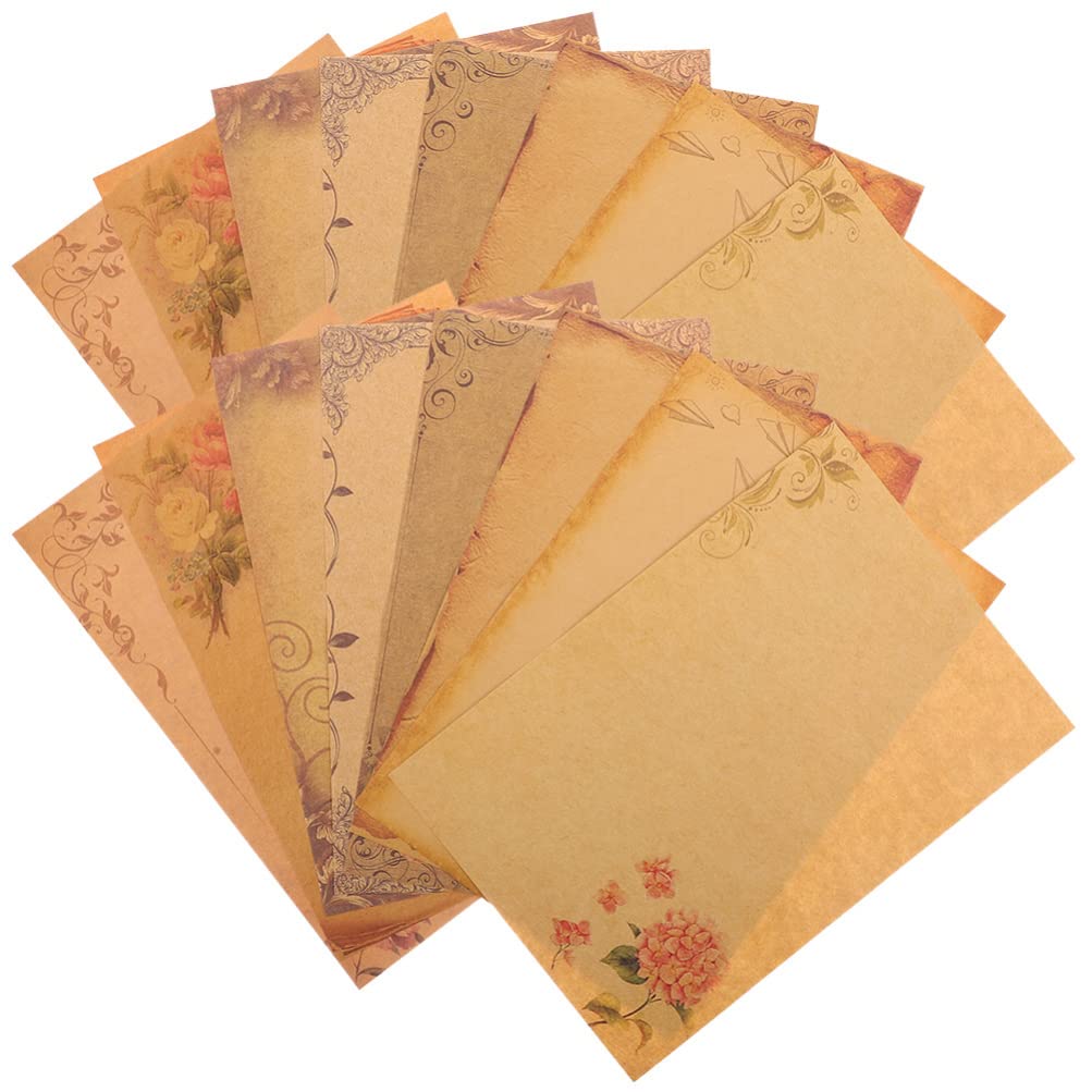 Amazon.com : 40 Sheets Kraft Paper Flower Design Letter Paper Note ...