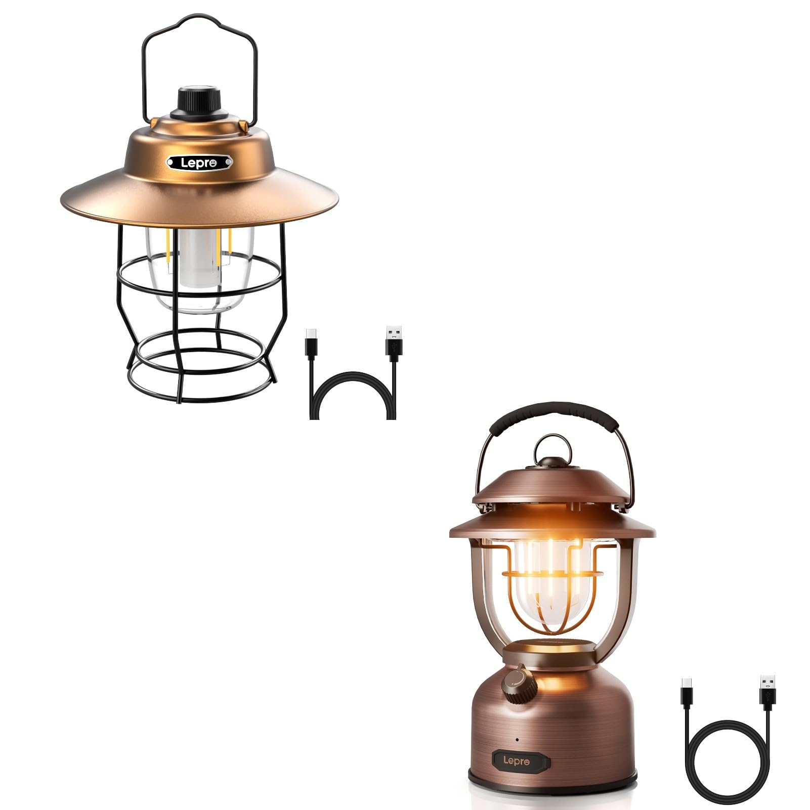 Amazon.com: Lepro Retro Camping Lanterns Set, High Lumens, Rechargeable ...