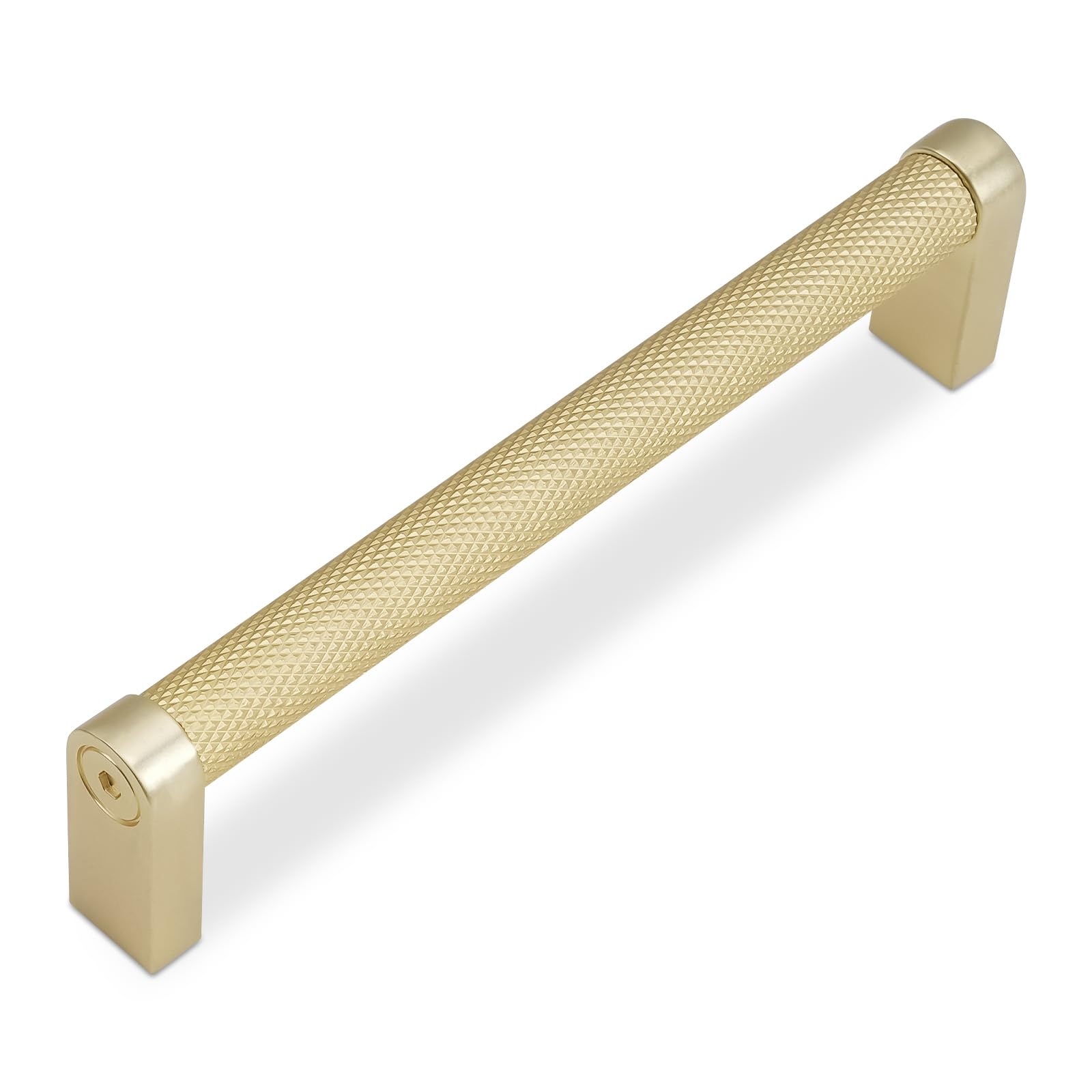 BUKOBYHE 10 Pack 5Inch Kitchen Cabinet Handles Brushed Brass Knurled ...