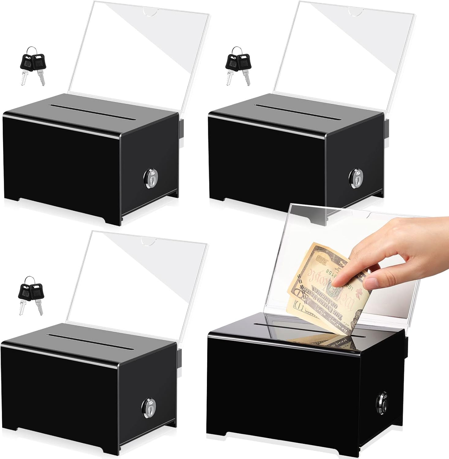 Amazon.com : Yulejo 4 Pcs Acrylic Donation Box Suggestion Ballot Box ...