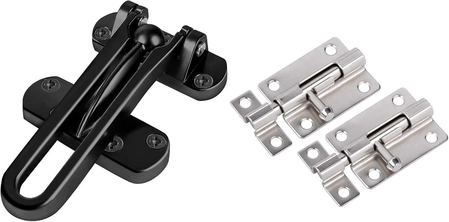 Amazon.com: Swing Bar Door Lock Latch - Door Security Sliding Bars for ...