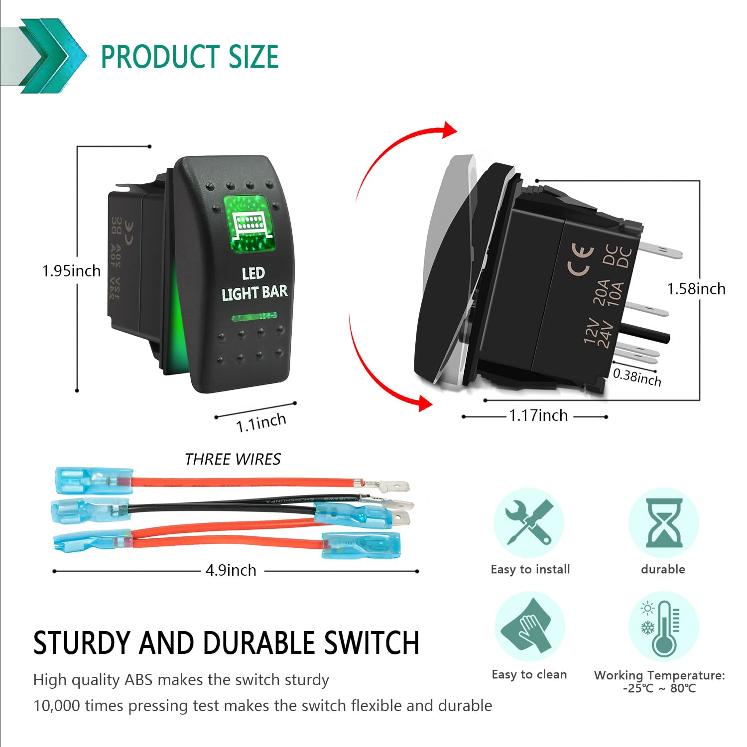 Snapklik.com : 5 Pin LED Light Bar Waterproof Rocker Switch Toggle - ON ...