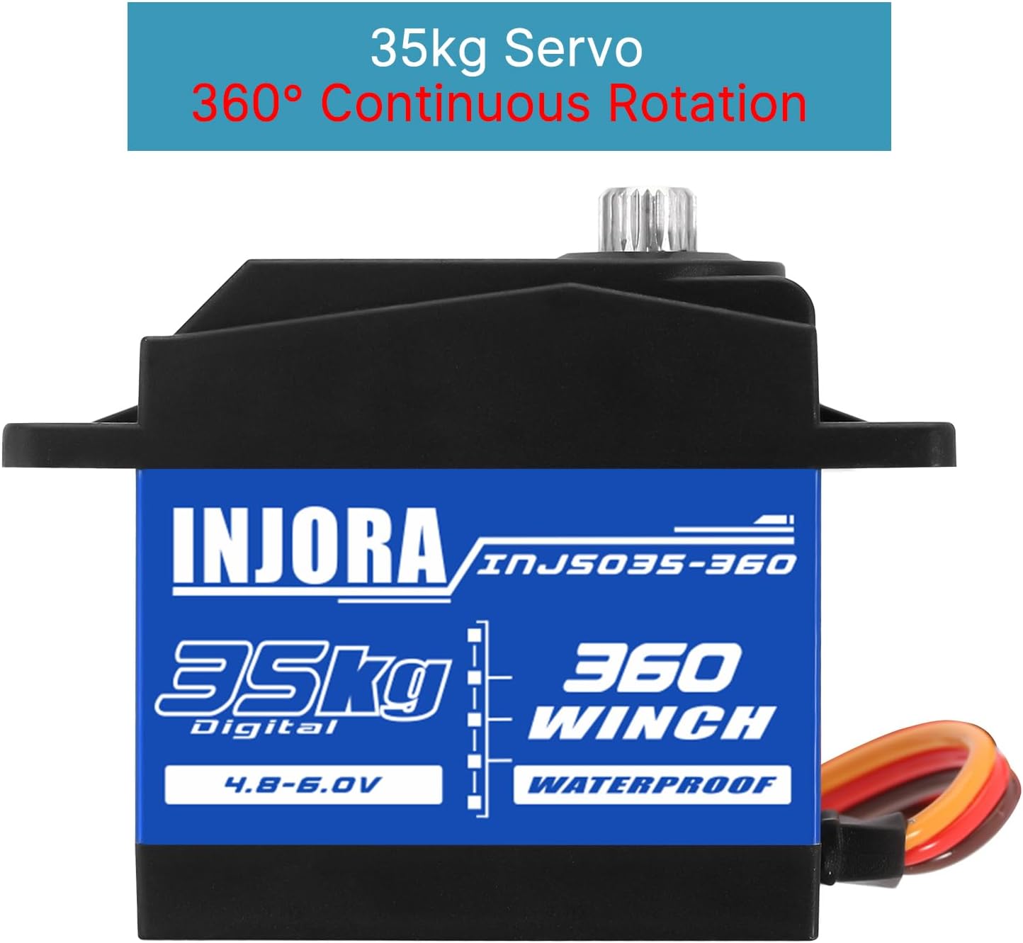 INJORA 77.2 lbs Digital Servo Impermeable 360 Rotación 23T 25T Servo Winch Carrete para RC ...