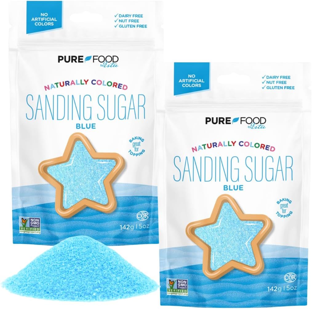 Amazon.com: Pure Food Dye Free Blue Sanding Sugar, 5 oz (2 Pack ...