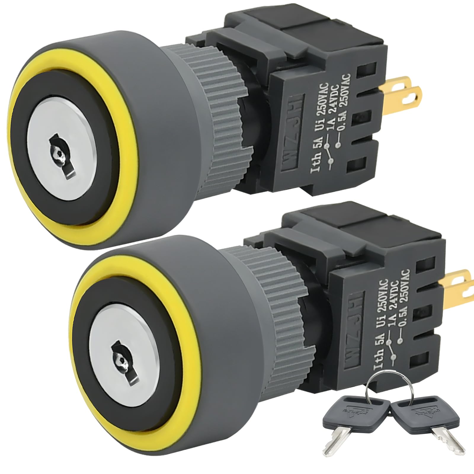 Snapklik.com : On Off Key Switch 2 Position 16mm 5/8" Mounting Hole 12V ...