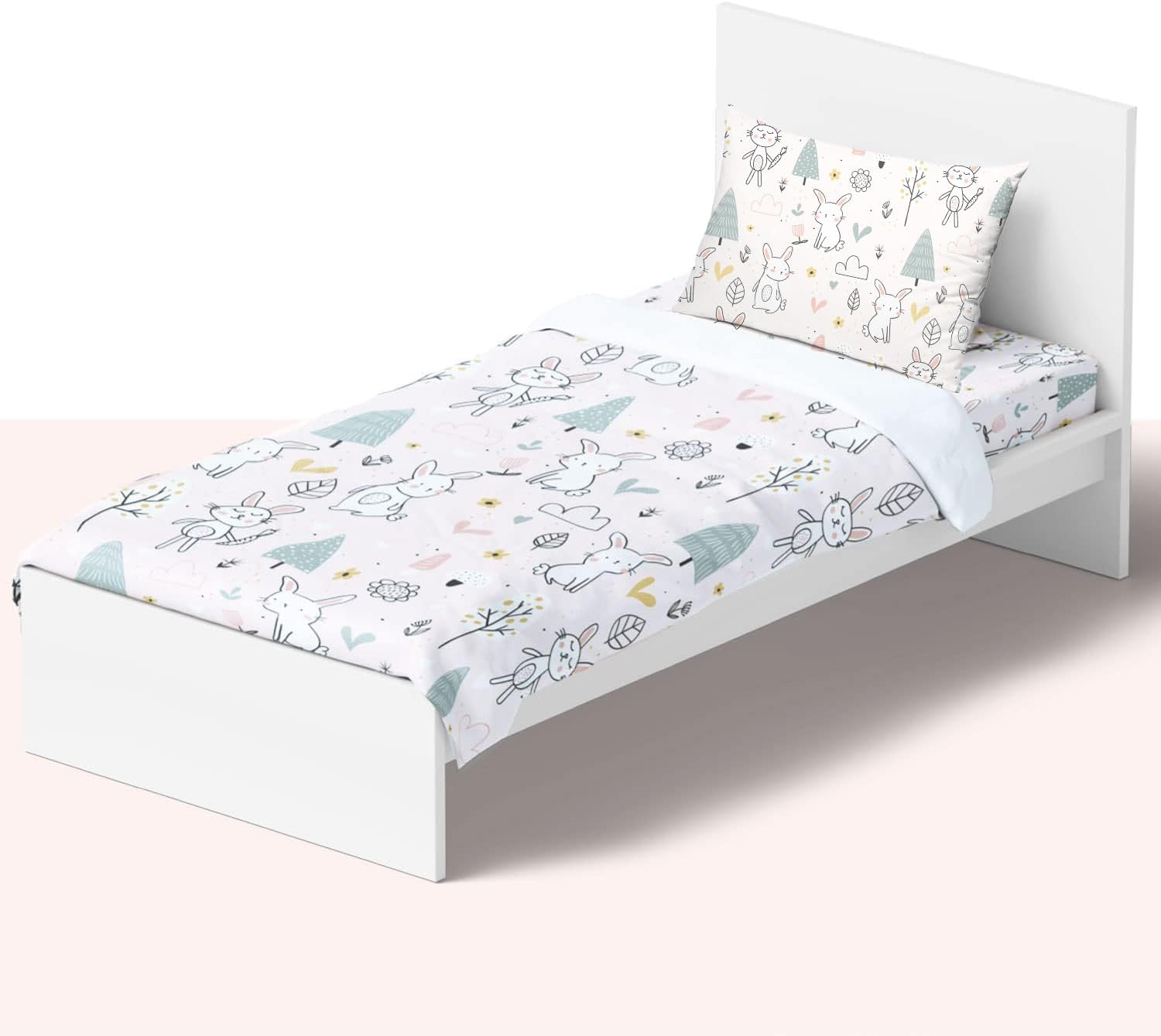 Amazon.com: J-pinno Cute Cartoon Rabbit Bunny 100% Cotton 3 Pieces Twin ...