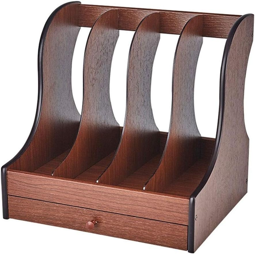 Amazon.com: LAIPETJOY File Desk Organizer Wooden File Rack Desktop ...