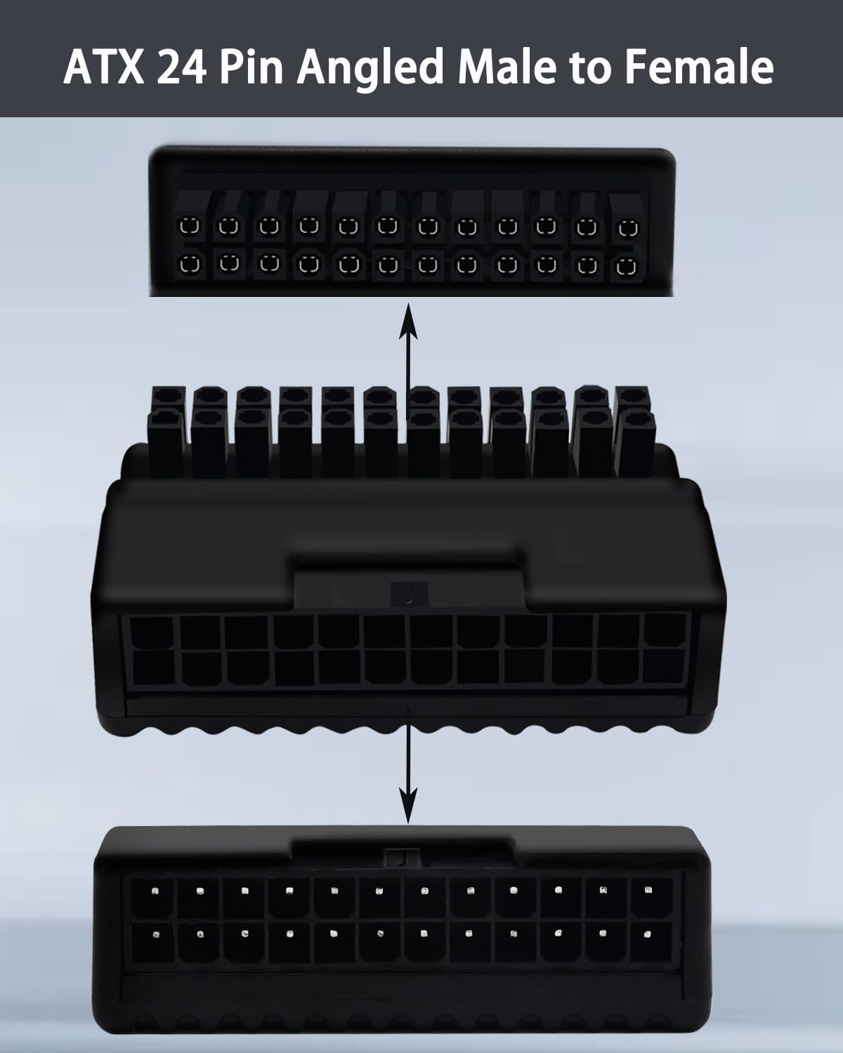 Snapklik.com : 24 Pin 90 Degree Adapter, ATX 24 Pin Male To Female L ...