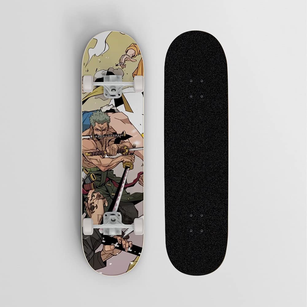 Buy XFLYX Anime Skateboard for ONE Piece Roronoa Zoro Three s, Mini ...
