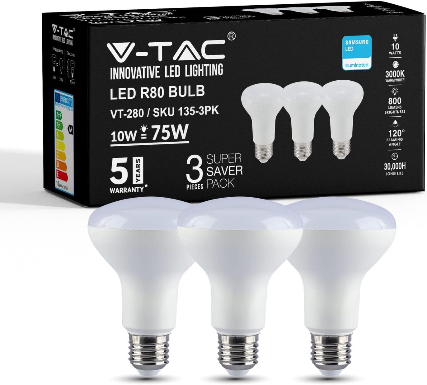 Energizer 11w 60w ES E27 Screw in R80 LED Warm White Light Bulbs Pack ...