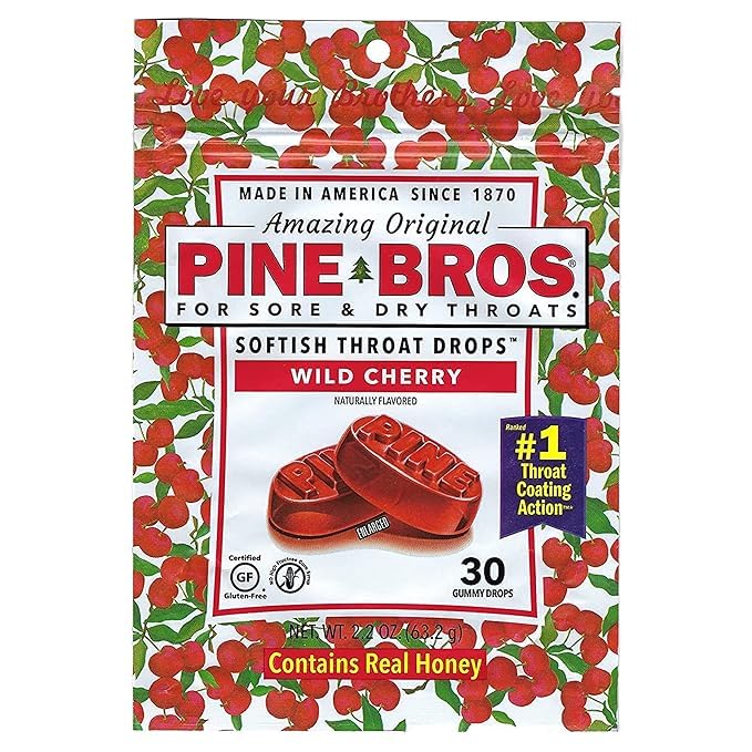 Amazon.com: Pine Bros. Softish Throat Drops Value Size Wild Cherry - 30 ...