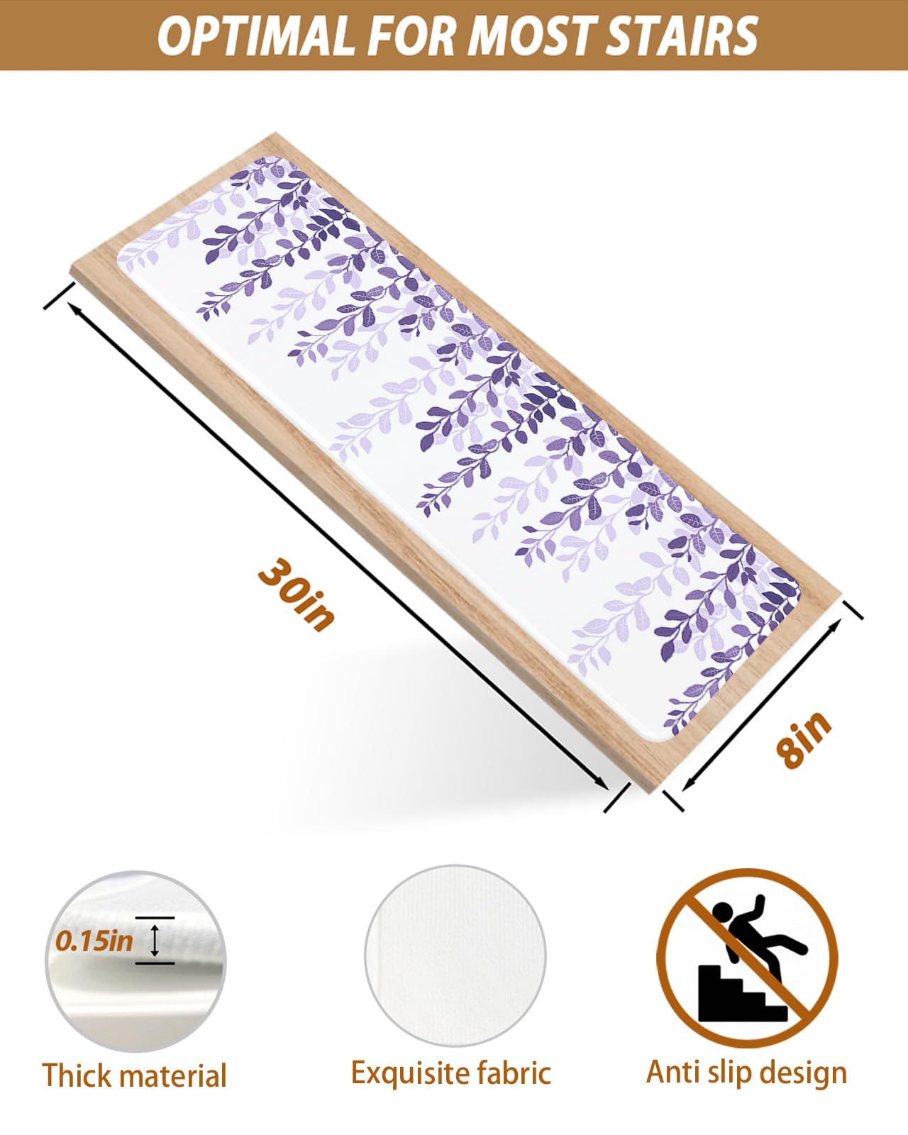 Snapklik.com : Geometric Leaves Stair Treads For Wooden Steps Indoor ...