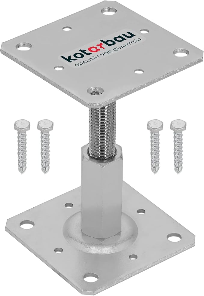KOTARBAU® Pfostenträger 110 x 110 mm Höhenverstelbar 90 – 150 mm Pfostenschuh Galvanisch ...
